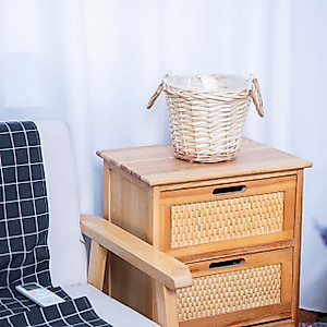 JLKIMZVO Wicker Waste Basket, Bathroom Trash Can with Handle, Wicker Garbage Can for Bathroom, Living room, Bedroom, office