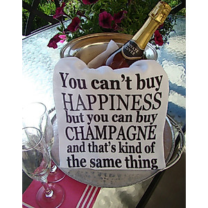 Champagne and Happiness handmade printed Kitchen flour sack towel