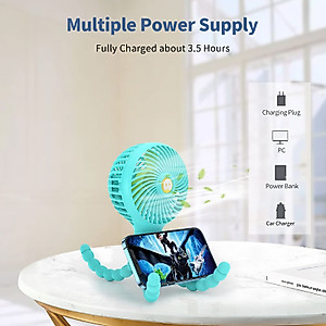 SMARTDEVIL Stroller Fan, 3 Speed Portable Clip on Stroller Fan for Baby, Battery Operated Personal Desk Fan with Flexible Tripod, Mini Handheld Fan for Car Seat, Treadmill, Camping (Blue)