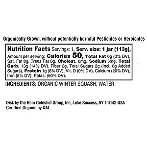 Earth's Best Organic Baby Food Jars, Stage 2 Vegetable Puree for Babies 6 Months and Older, Organic Winter Squash, 4 oz Resealable Glass Jar (Pack of 12)