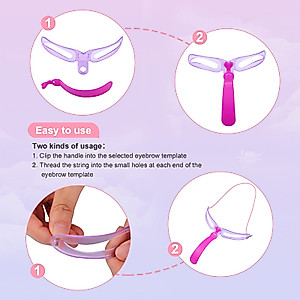 4 Pieces Eyebrow Stencil 8 Styles Eyebrow Template DIY Grooming Eyebrow Shaping Kit Washable Reusable Eyebrow Template with Handle Stainless Steel Tweezers and Foldable Eyebrow Razor (Chic Style)