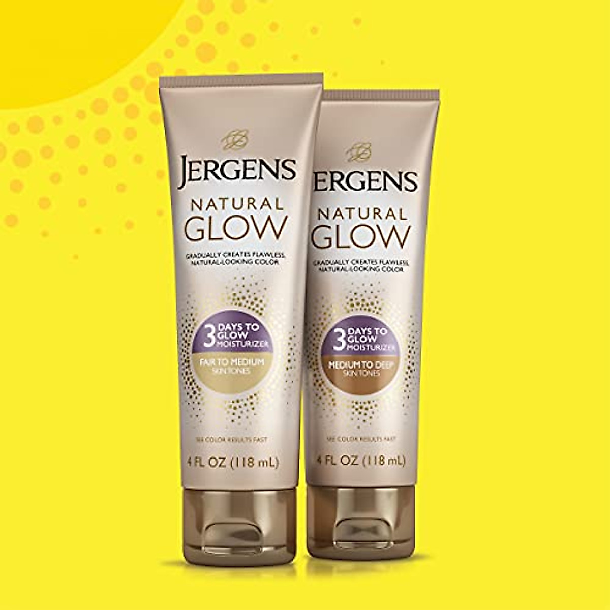 Jergens Natural Glow 3-Day Self Tanner, Sunless Tanner for Medium to Deep Skin Tone, Sunless Tanning Lotion Daily Moisturizer, for Streak-free Color, 4 Ounce