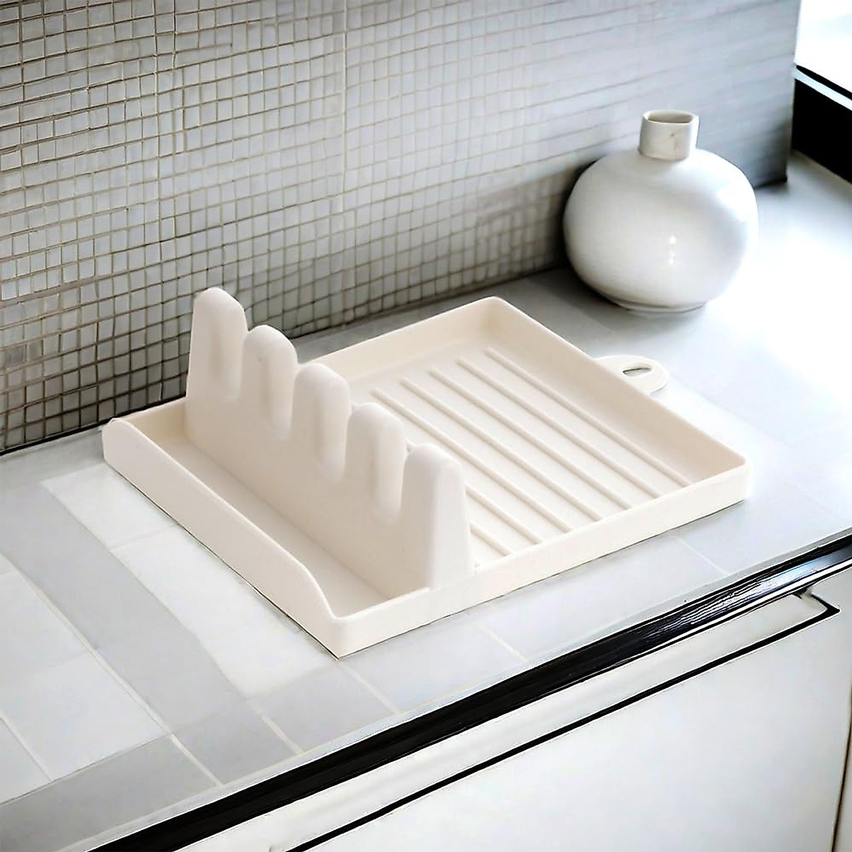 DQITJ 4 Pack Washable Paint Brush Holder Painting Brush Stand Rest for Oil Watercolor Acrylic Painting (White and Green)