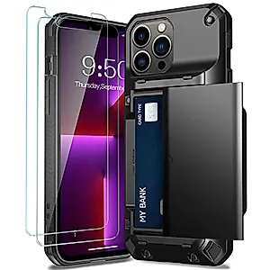 SUPBEC iPhone 13 Pro Max Wallet Case, Screen Protector x2, Hidden Card Slot, Military Grade Protection, 6.7" Black