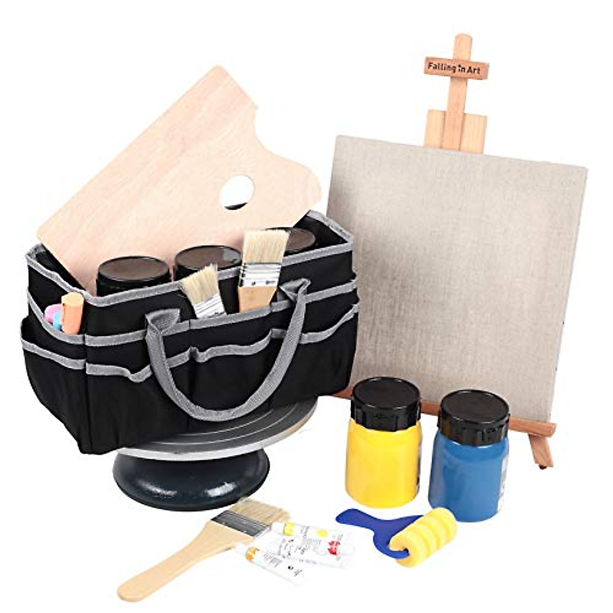 Jjring Craft and Art Organizer Tote Bag - 600D Silver Nylon Fabric Art Caddy with Pockets - for Art, Craft, Sewing, Medical, and Office Supplies Storage