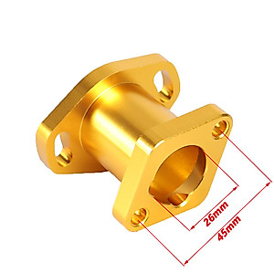 Performance Racing Intake Pipe Inlet Manifold CNC Aluminum with Gasket Screw for VM22 26mm Predator 196cc 212ccc CT200U Honda GX160 GX200 6.5HP OHV KT196 Clone Engines Mini Bike Go Kart Gold