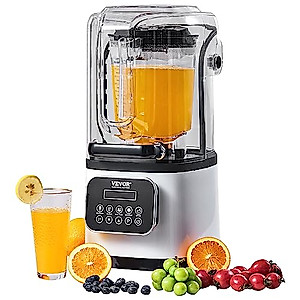 VEVOR Professional Blender with Shield, Commercial Countertop Blenders, 68 oz Jar Blender Combo, Stainless Steel 9 Speed & 5 Functions Blender, for Shakes, Smoothies, Peree, and Crush Ice, White