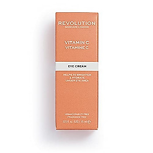Revolution Skincare Vitamin C Brightening Eye Cream, Reduce Dark Circles, Illuminate & Hydrate The Under Eye,Vegan & Cruelty Free, 0.5fl.oz/15ml