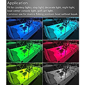 Shangyuan Boat Lights Wireless, Battery Powered Operated Marine Led Interior Light for Boat Deck Courtesy Light, for Fishing Pontoon Sailboat Kayak, Remote Control Multi Color Changing, RGB, 4PCS