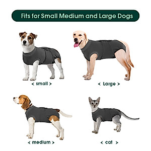 Kuoser Dog Surgery Suit Female Spay, Dog Recovery Suit Male Neuter, Dog Clothes Onesie for Surgery Anti Licking Abdominal Wounds Pet Puppy Surgical Recovery Bodysuit Shirt, Substitute E-Collar & Cone