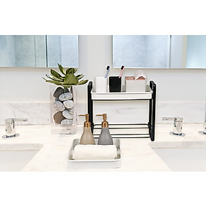 Bathroom Counter Organizer,Goporcelain 2 Tier Countertop Organizer for Bathroom Vanity Tray Kitchen Spice Rack Organizer Shelf Under Sink Storage Organization