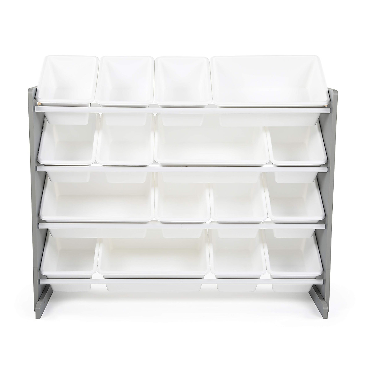 Humble Crew Supersized Wood Toy Storage Organizer, Extra Large, Grey/White & Crew Kids Book Rack Storage Bookshelf, Grey/White