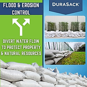 DURASACK Heavy Duty Sand Bags with Tie Strings Empty Woven Polypropylene Sand-Bags with 1600 Hours of UV Protection, 14x26 inches, White, Pack of 100