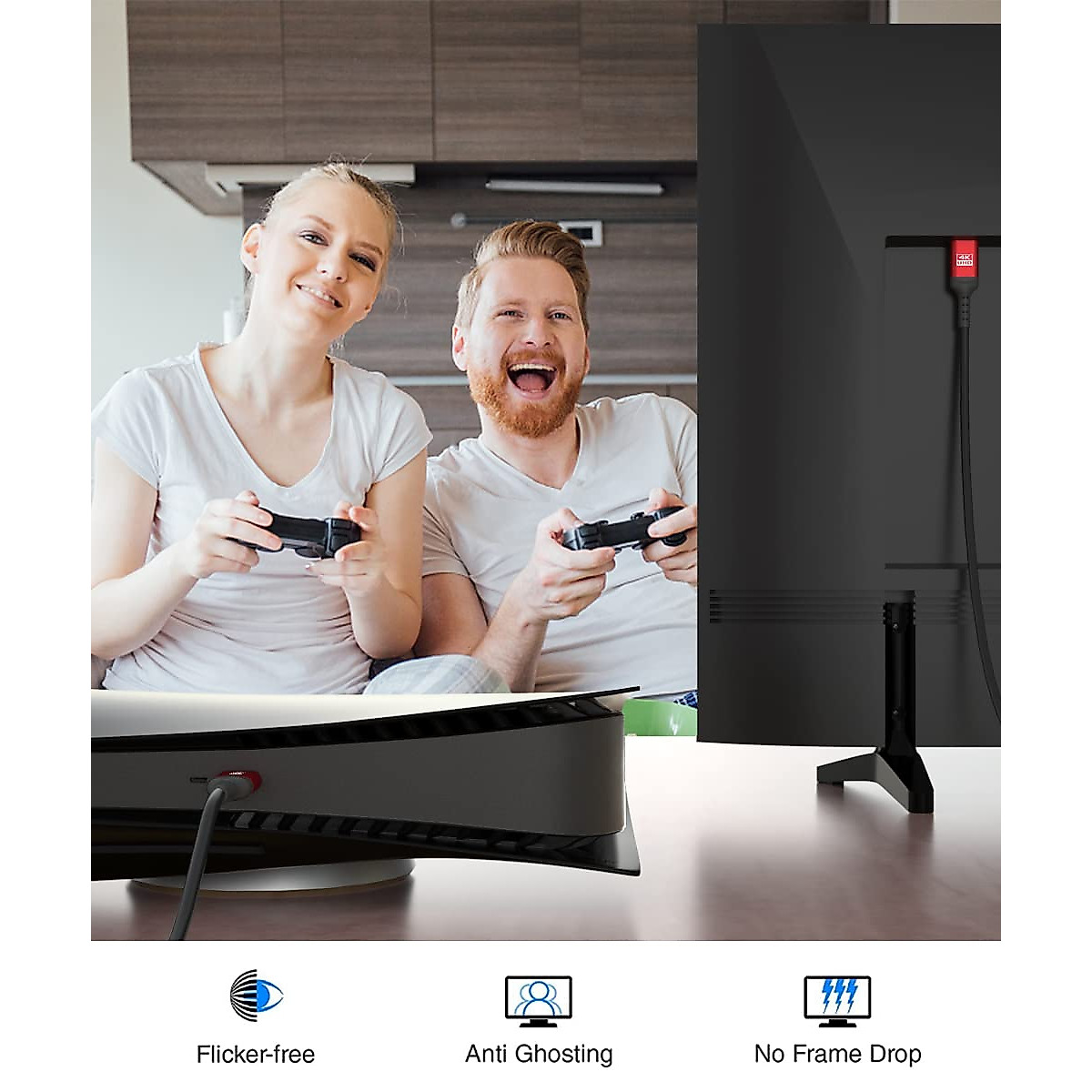 ALLEASA 50FT 4K HDMI Cable, High Speed with HDR10 & HDCP2.2, CL3 Rated for in-Wall Installation, Compatible with Roku TV, Laptop, PC, HDTV, Gaming Consoles