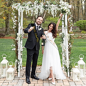 Generic He Asked & She Said Yes Sashes Kit, Funny Rose Gold Bride to Be Sash & Gold Groom to Be Sash for Wedding Engagement Bachelorette Bridal Shower Party Decor Favors Funny Gifts (White and Black)