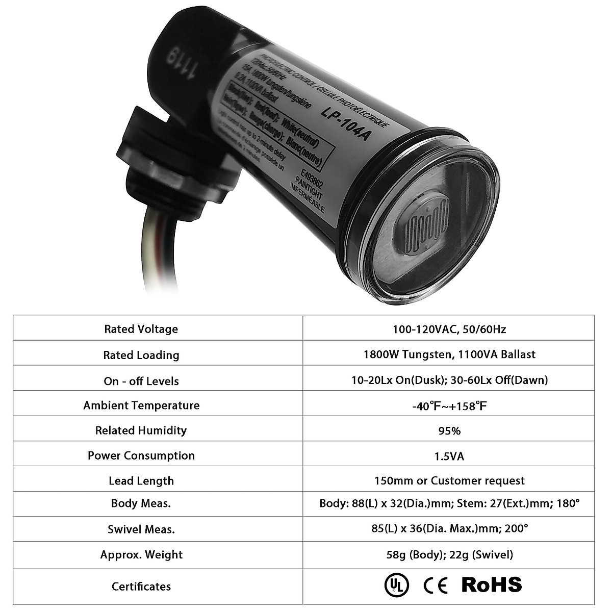 GBAYSA 4 Pack Outdoor Photoelectric Sensor,Dusk to Dawn Swivel Mount Conduit Lighting Control with Photocell,Automatic Adjustable Photo Sensor Switch for Indoor and Outdoor Light