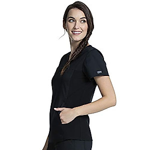 Scrubs for Women Workwear Revolution V-Neck with Knit Sides, Soft Stretch Plus Size WW2875, 2XL, Black