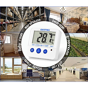 Fridge Freezer Thermometer Max/Min Memory LXSZRPH High & Low Temperature Alarms Settings with LED Indicator Digital Refrigeration Thermometer with Magnetic,Stander (WhiteMeter2pack)