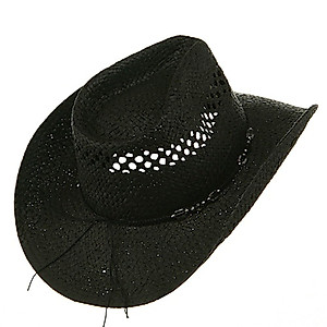 MG Womens Straw Outback Toyo Cowboy Hat, Black