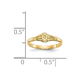14k Yellow Gold Solid Flat back Polished Oval Baby Ring Size 2.25 Jewelry for Women