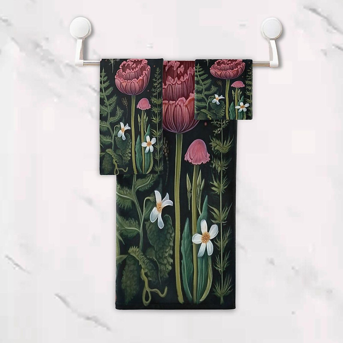 Flradish Forest Mushrooms Towels 3 Pack Bath Towels for Bathroom Set Soft Cotton Highly Absorbent Lightweight & Quickdry Towel Set 1 Bath Towel,1 Hand Towel,1 Washclothe