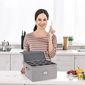 IN.DI&IN.WE Wine Glass Storage Container Stemware,China Storage Containers Set Chest,Wine Glasses containers Case for protect Cocktails and Crystal Glassware Hard Shell moving Box (Grey)