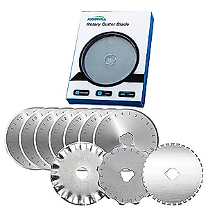 KISSWILL Rotary Cutter Blades 45mm - 10 Pack Mix Pack 45 mm Rotary Cutting Blades Fits for OLFA Fiskars Martelli Truecut 45mm Rotary Cutter Replacement Blades, Sharp and Durable