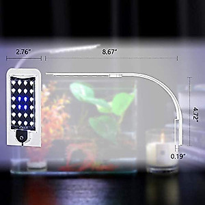 IC INSTANT COACH 10W Super Slim Aquarium Fish Tank 5730 LED Light Clip-on Lamp Aquatic Plant Lighting (White Body White+Blue Light)