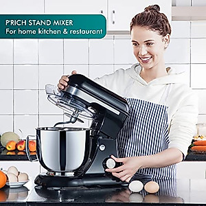 P'RICH Kitchen Stand Mixer, Household Countertop Electric Standing Tilt Head Food Mixers With Bowl Bread Hook Attachments For Cake, Dough, Flour, Baking (12 Speed, 5.3 QT, Black)