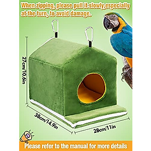 MEWTOGO Large Winter Warm Bird Nest House, Bird Bed for Cage, Novelty Plush Parrot Nest Snuggle Shed Hut, Easy to Install for Macaws Amazon Parrot African Grey Lovebirds