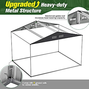 JAXPETY 8x10 FT Large Storage Shed, Metal Outdoor Shed with Air Vent Lockable Door, Sheds & Outdoor Storage Tool Shed for Backyard Garden Patio Lawn, Black