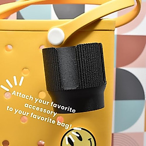 BAGLETS - Drink Holder for Stanley Cups & Beach Tote Bags | Conveniently Carry Drinks with Rubber Totes | Made in USA | Black