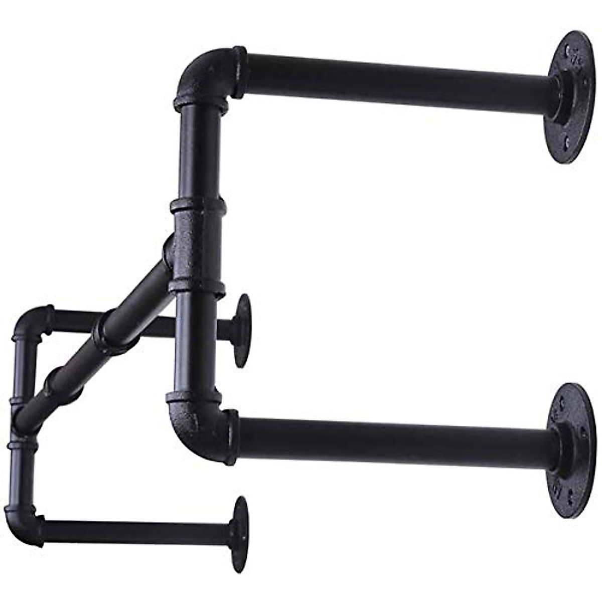 Clothes Rack Industrial Pipe Rack Wall Mounted Heavy Duty Black Iron Garment Rack Space-Saving Iron Garment Rack Multi-Purpose Hanging Rod Bar for Laundry Room Retail Display Clothes Rod for Closet Easy Assembly for Small Space 47.2 x 12.2 x 10.2 Inches ,
