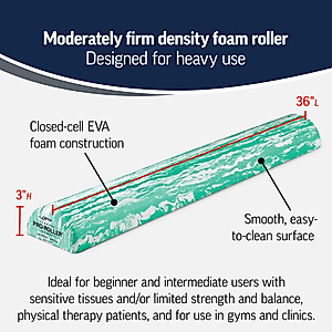 OPTP PRO-Roller Standard Density Foam Roller, Half-Round 36 Inch Foam Roller for Exercise and Physical Therapy, Green 36" x 3"