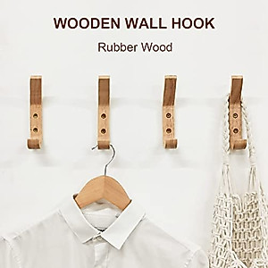 Wood Wall Hooks for Hanging ,4 Pack Coat Hooks Wall Mounted Rustic Farmhouse Wooden Entryway Hooks Wooden Hooks Organizer Hat Rack for for Hanging Coats, Towel, Hat, Keys, Purse, Bag and Robe