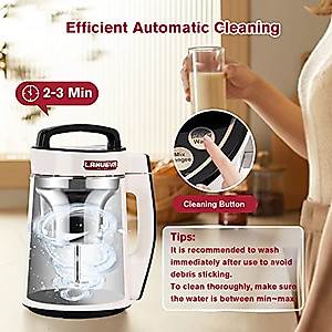 LANUEVA Soy Milk Maker Machine 1.3L/44OZ, 8 In 1 Nut Milk Maker for Dry Wet Soybean, Almond Milk, Vegan Nut Milk, Oat Milk, Smoothies, Porridge, Paste, Juice, Self-Cleaning, Include Recipe, 110V