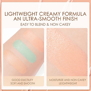 6 Colors Correcting Concealer Palette, Makeup Cream Contour Palette with Brush, Contouring Foundation Highlighting Concealer Palette for Conceals Dark Circles, Redness, Acne, Blemish