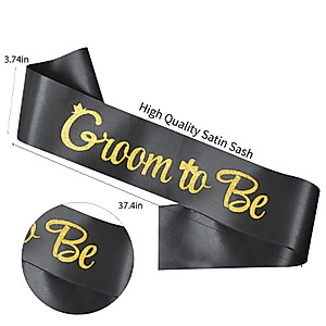 Groom to Be Sash, Glitter Gold Black Bachelorette Party Sash for Bridal Shower Wedding Party Accessories Supplies Engagement Gifts