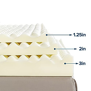 ZINUS 3 Inch Copper Cooling Memory Foam Mattress Topper with Airflow Design, King White