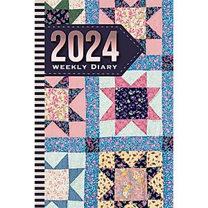 2024 Weekly Diary: 6x9 Dated Personal Organizer / Daily Scheduler With Checklist - To Do List - Note Section - Habit Tracker / Organizing Gift / Colorful Pastel Quilt Pattern Art Cover