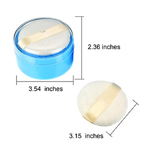 Gejoy 2 Sets 3.5 x 2.4” Large Baby After-Bath Powder Puff Box Empty Body Powder Container with Bath Powder Puffs and Sifter for Home and Travel