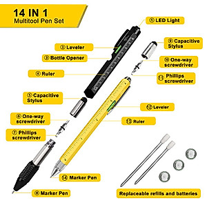 DECMIOX Gifts for Men Him Dad, Stocking Stuffers Gifts for Men 14 in 1 Multitool Pen, Christmas Gifts for Men, Cool Gadgets for Men, Multitool tool Birthday Gifts for Dad, Boy Friend, Husband, Grandpa