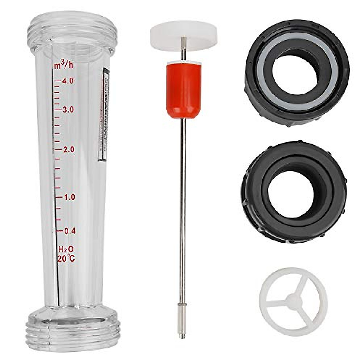 LZS-32（D）Liquid Flowmeter 0.4-4 Tube Type Liquid Flowing Meters Plastic Flat Interface Waterflow Controllers Transparent Water Rotameter Hydraulic Valve Fittings