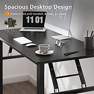 Need Small Computer Desk 31.5 inches Folding Table No Assembly Sturdy Small Writing Desk Folding Desk for Small Spaces, All Black AC5-8040-CB