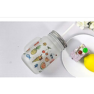 Mason Blank Sublimation Frosted Glass Jar Mugs 430ml with Glass Handles and Straw Drinking Heat Press Dye Transfer 4 pieces