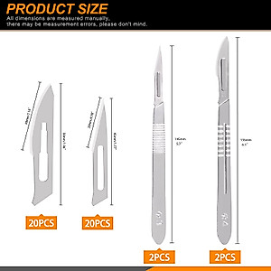 Rustark 42Pcs #10#11#12#15 Surgical Grade Blades Sterile Scalpel Blades with #3 Scalpel Knife Handle Assortment Kit for Biology, Lab Anatomy, Practicing Cutting, Art Crafts