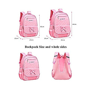 VIDOSCLA School Bags for Girls,2Pcs Bowknot Students Backpack,Elementary Princess Bookbag Sets for School