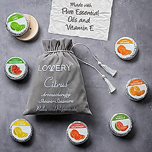 Essential Oil Shower Steamer Set, Vaporizing Shower Tablets with Holder, 7 Shower Bombs in Citrus Flavors, Aromatherapy Shower Steamers, Vapor Steam for Daily Use, Relaxation Gifts for Women