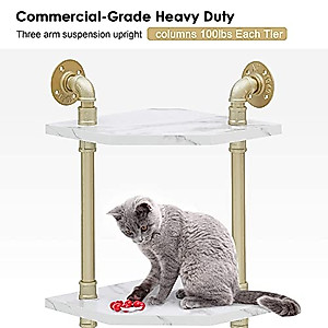 ivinta Corner Bookshelf with Storage, Wall Mount Pipe Shelves, White Corner Shelf Stand, Gold Metal Décor Bookcase, Modern Shelf Organizer Display Stand Rack for Bedroom, Bathroom, Living Room