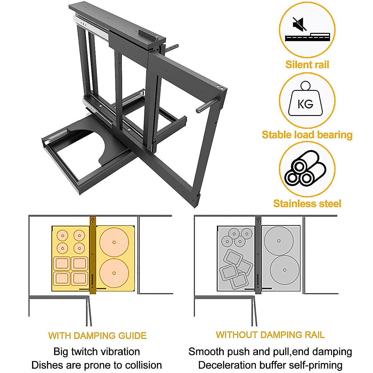 Blind Corner 4 Tray Shelf Slide Out Kitchen Cabinet Organizer Pull Out Blind Corner Cabinet with Soft Close Pull Out Left Or Right Handed Open Kitchen Pull Out Shelf Organiser